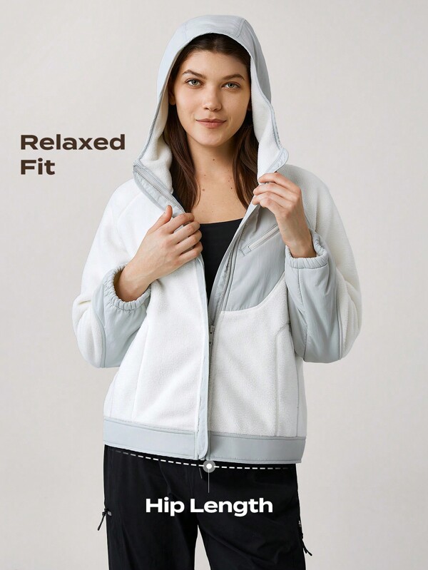 GLOWMODE Polar Fleece Go Beyond, entspannte Kapuzenjacke mit Tasche ...