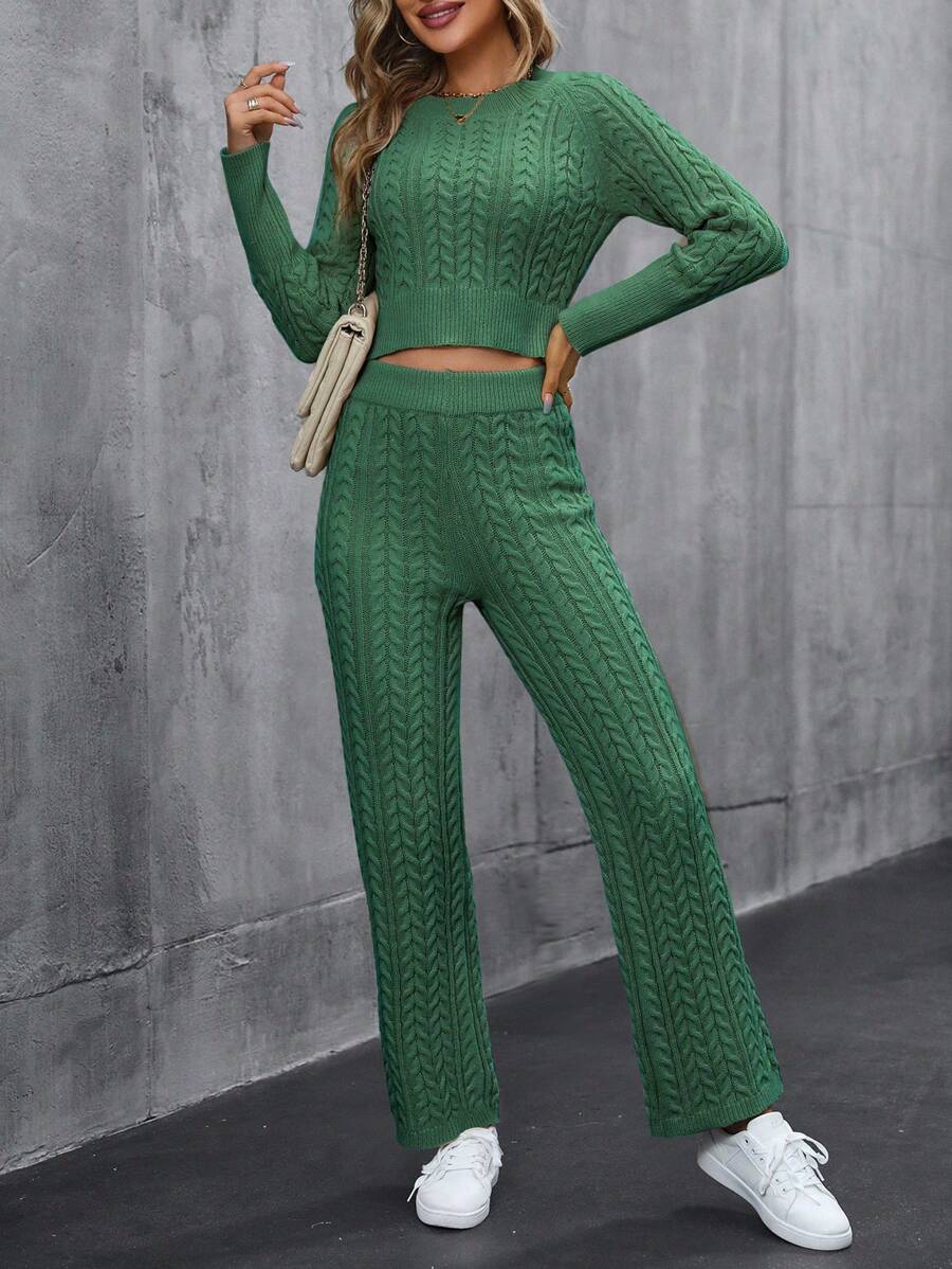 SHEIN LUNE Conjunto De Dos Piezas De Suéter De Punto De Color Sólido ...