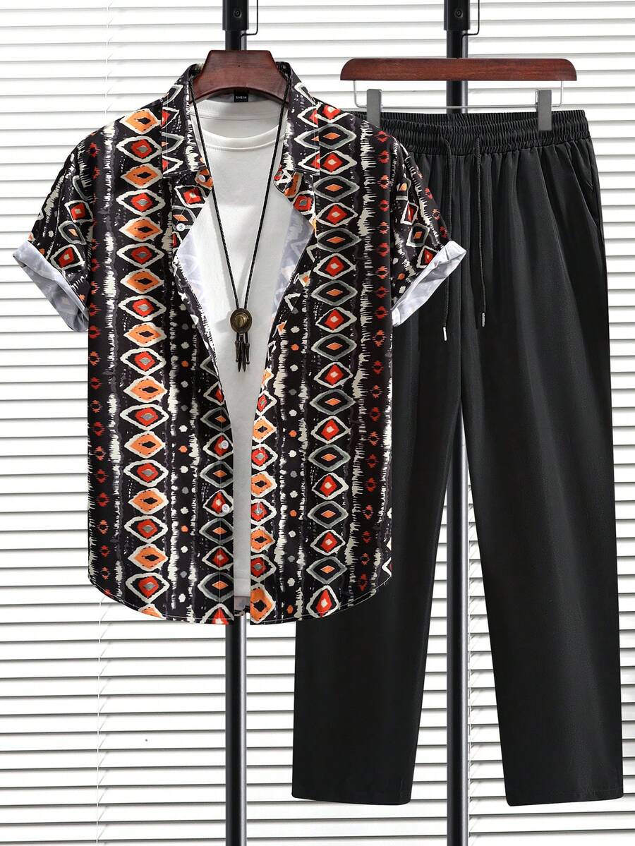 Manfinity RSRT Men Plus Size Asymmetric Digital Print Outfit | SHEIN EUR