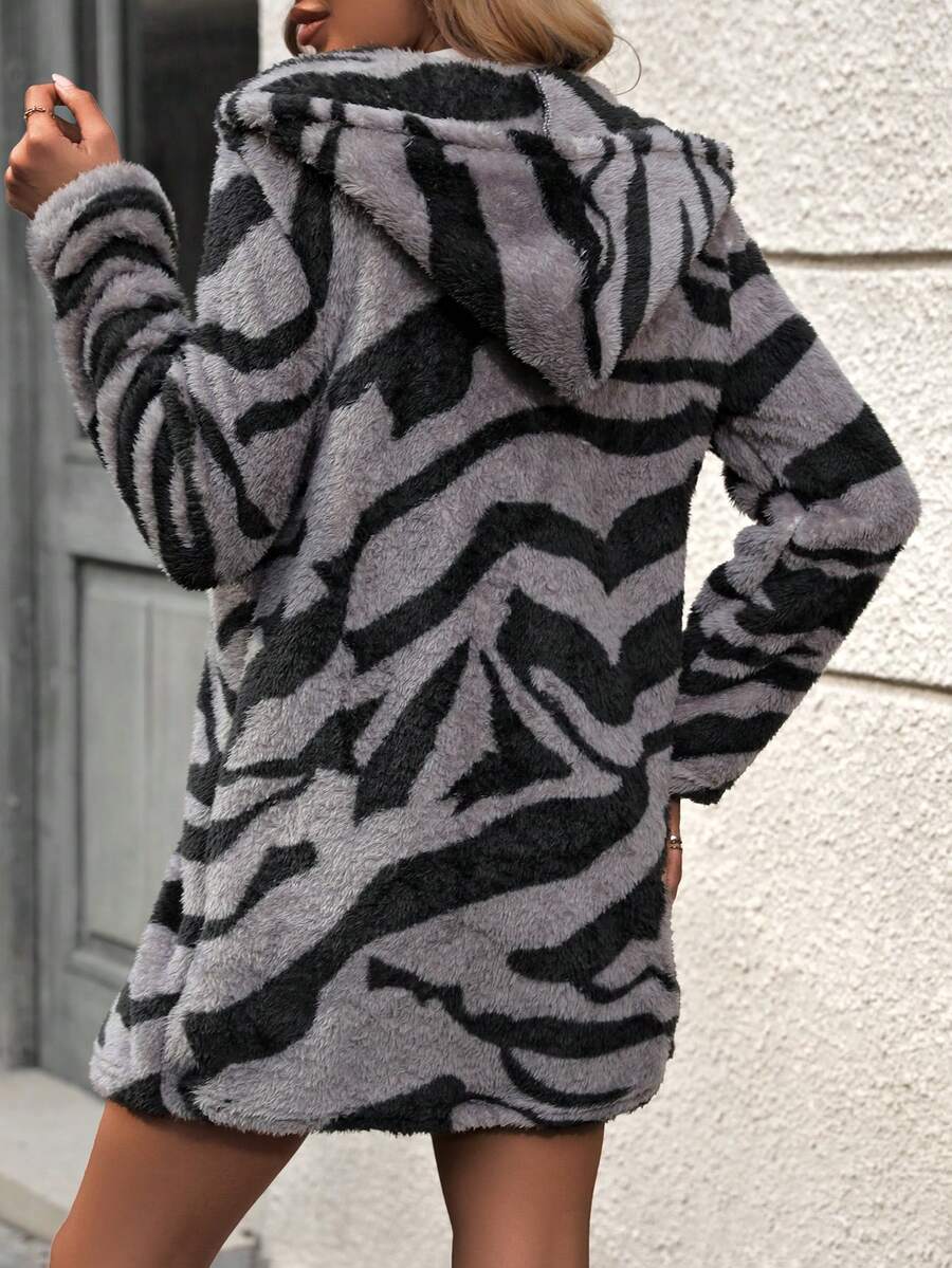 SHEIN Essnce Zebra Print Hoodie | SHEIN USA