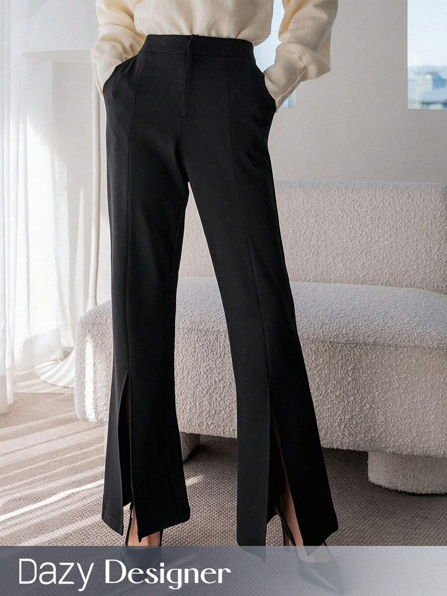 Dazy Designer Split Hem Flare Leg Suit Pants | SHEIN USA