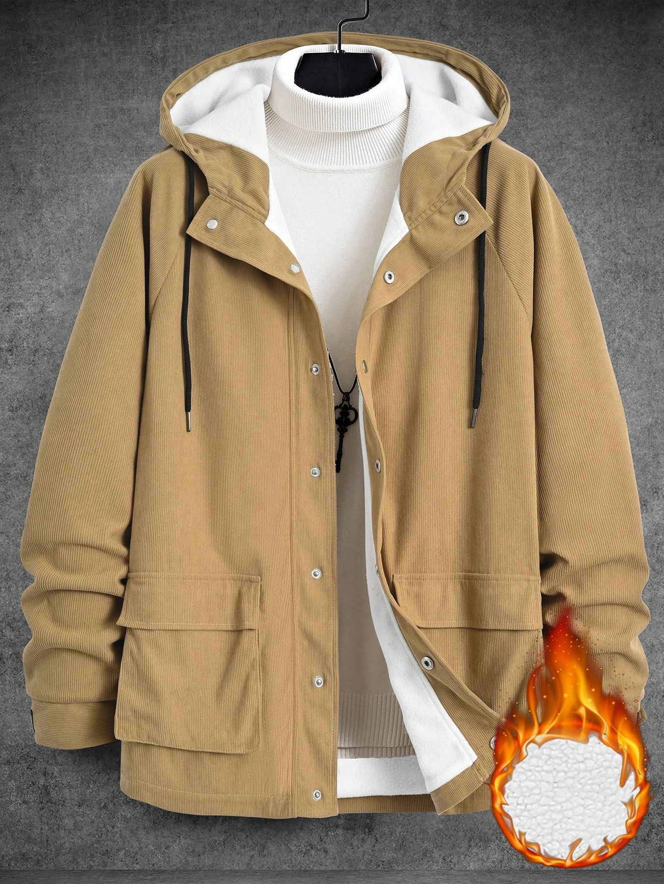 Manfinity Homme Loose Fit Men's Corduroy Jacket With Fleece Lining And ...