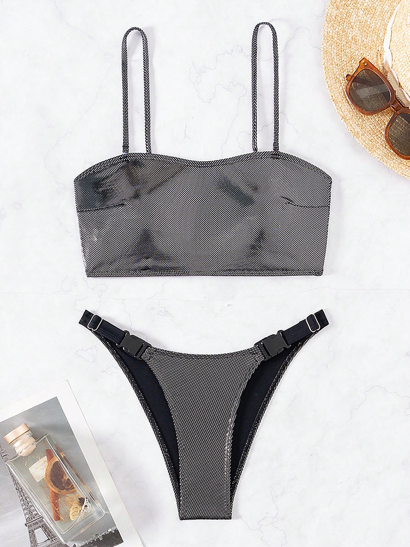 Women's Metallic Texture Swimwear Set | SHEIN USA