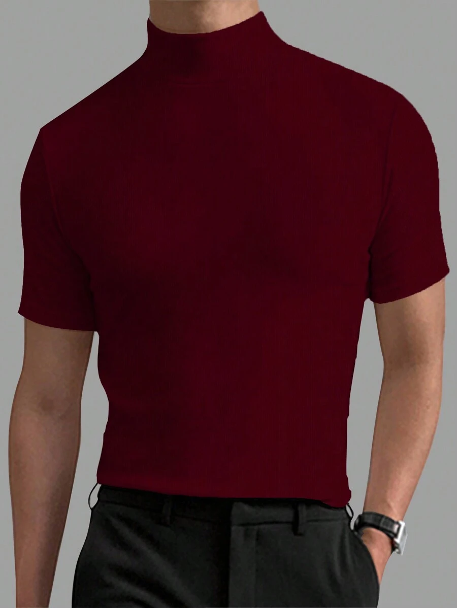 Men Solid Mock Neck Tee | SHEIN USA