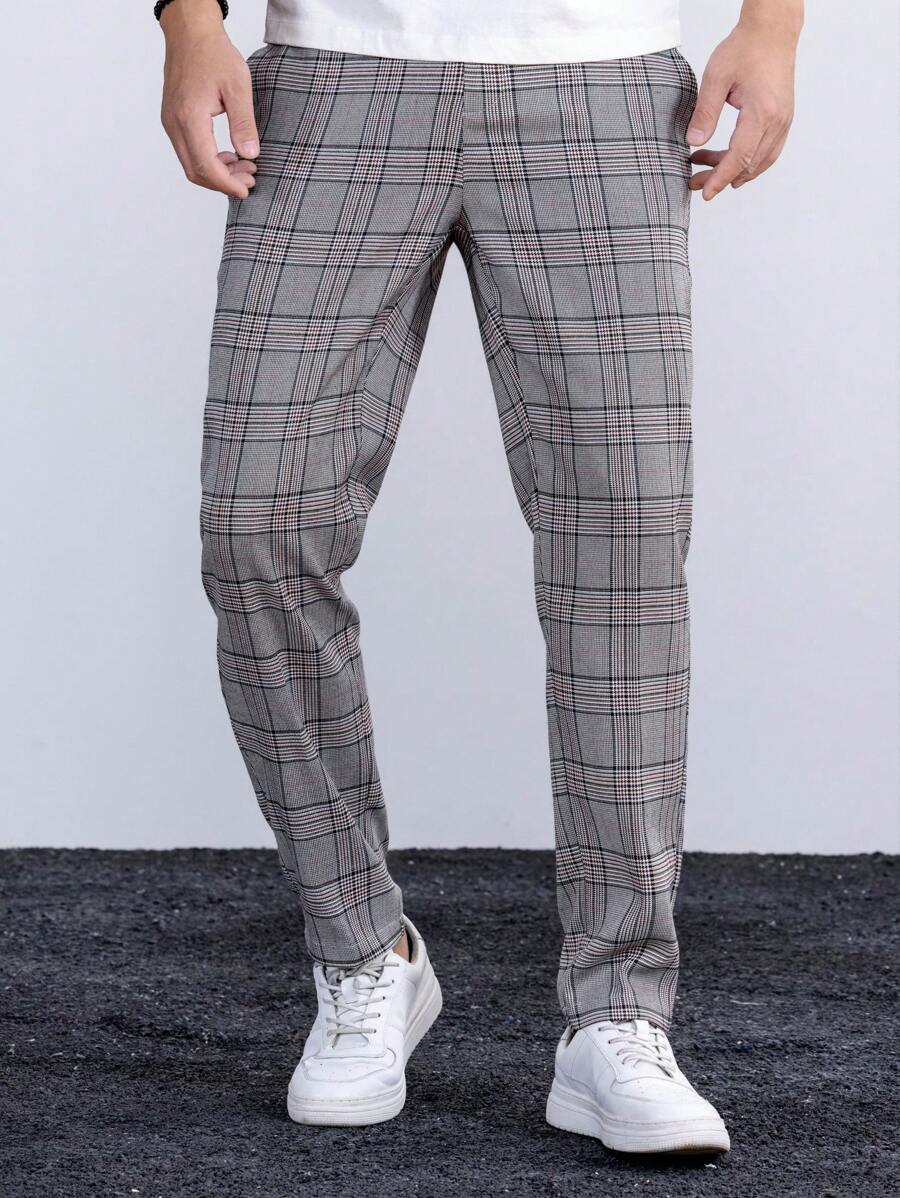 Manfinity Mode Men's Plaid Dress Pants With Slanted Pockets | SHEIN USA