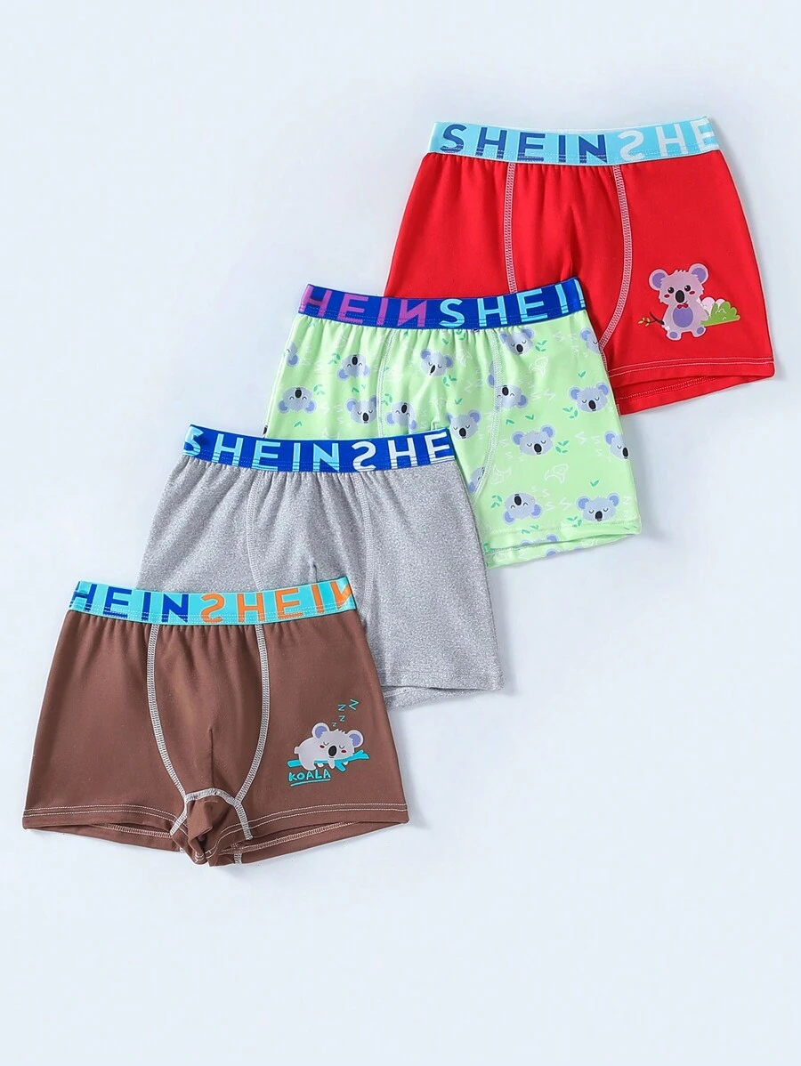 4pcs/Set Cute Koala Printed Boxer Briefs For Teenage Boys | SHEIN UK
