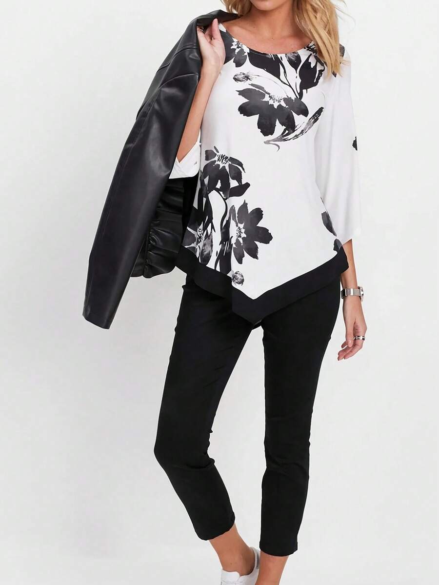 EMERY ROSE Plus Size Floral Print T-Shirt | SHEIN UK