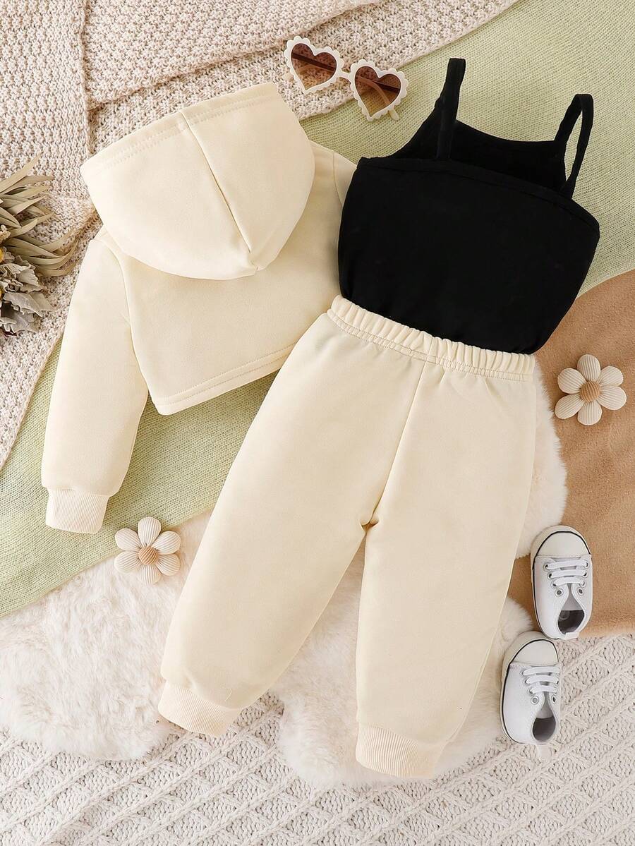 Conjunto de três peças para bebê menina, moletom casual e simples para ...