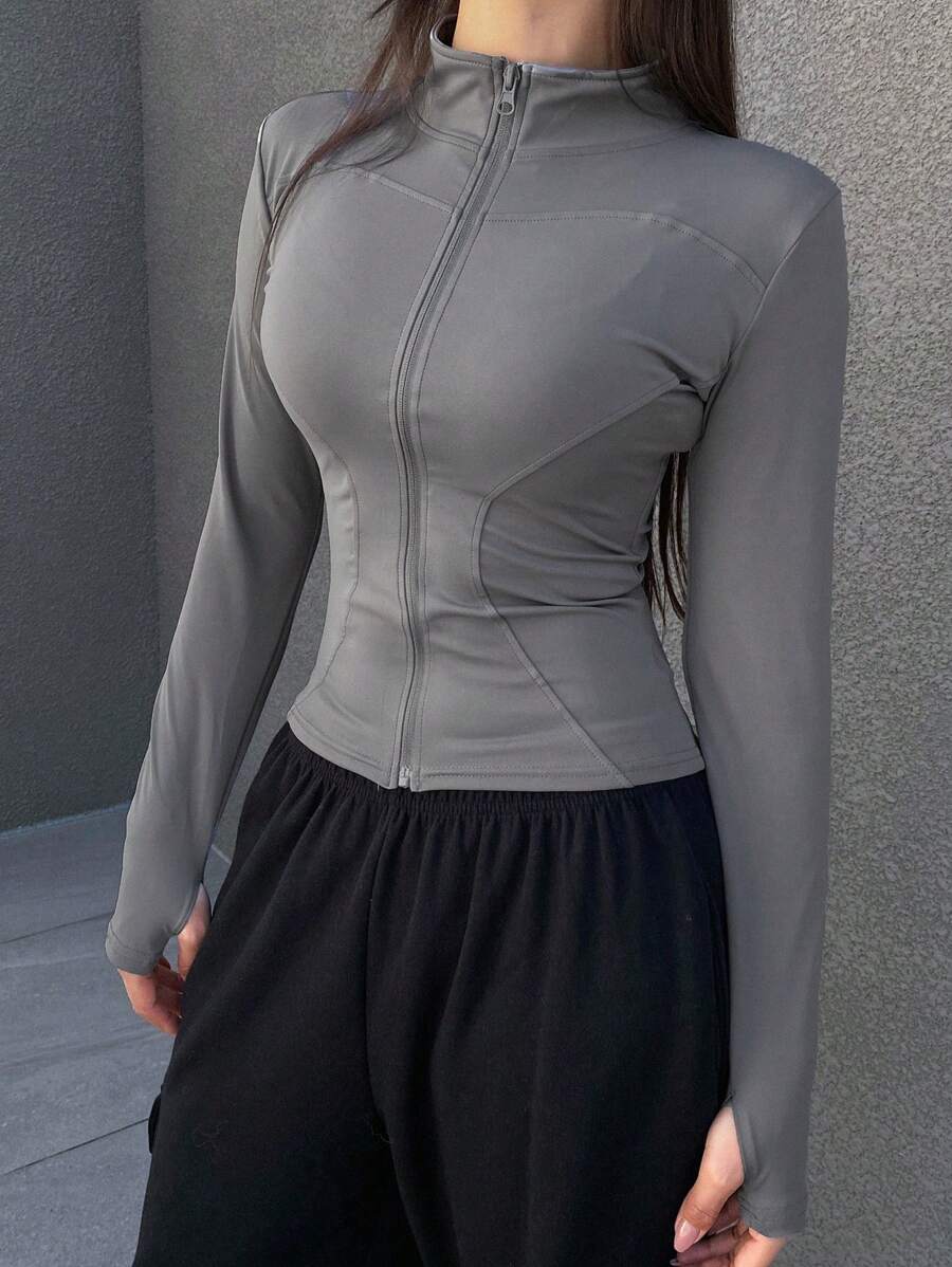 DAZY Long Sleeve Zipper Front Jacket | SHEIN USA