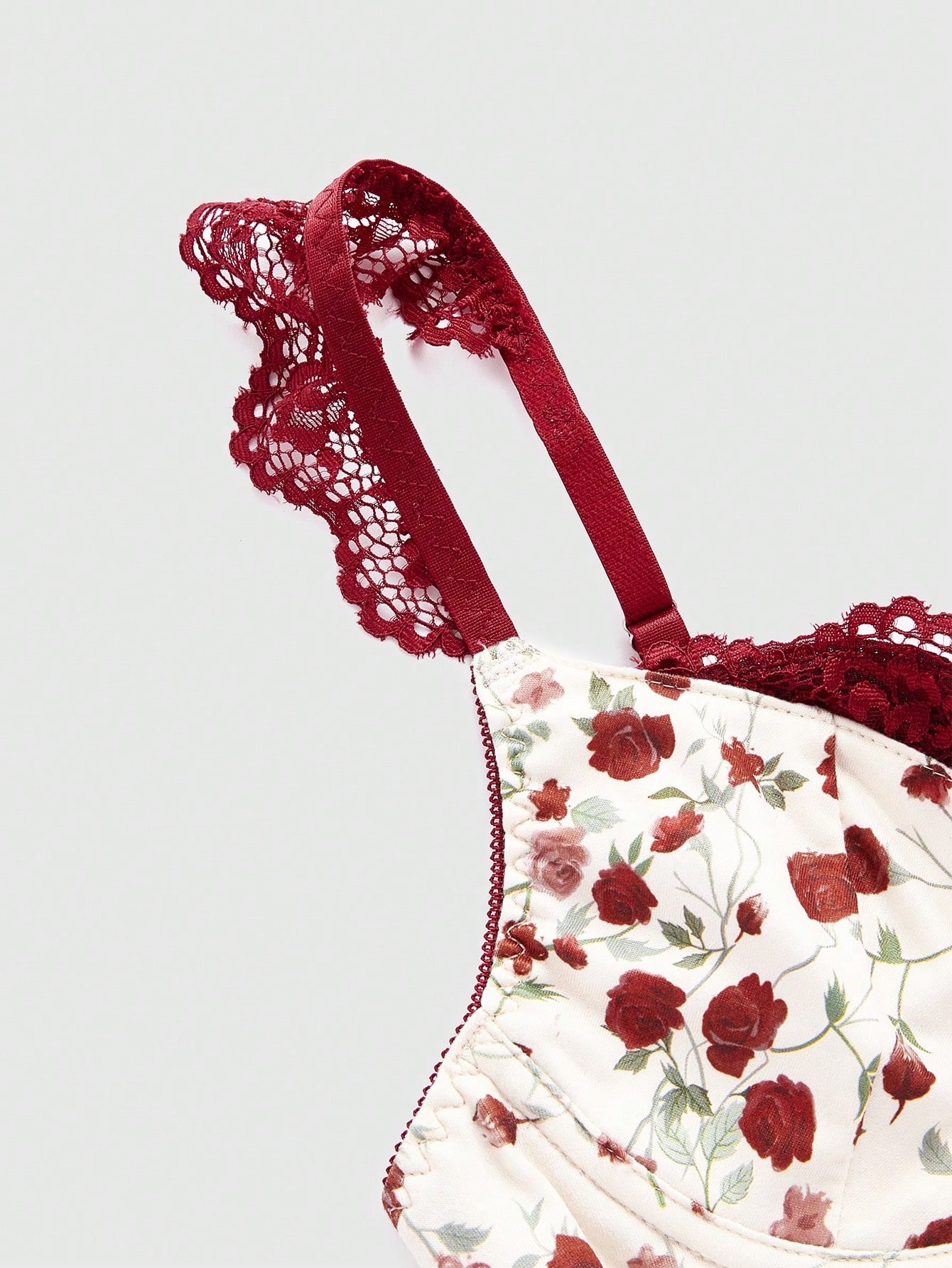 Sweetness Floral Printed Lace Spliced Cross Strapped Camisole Top ...