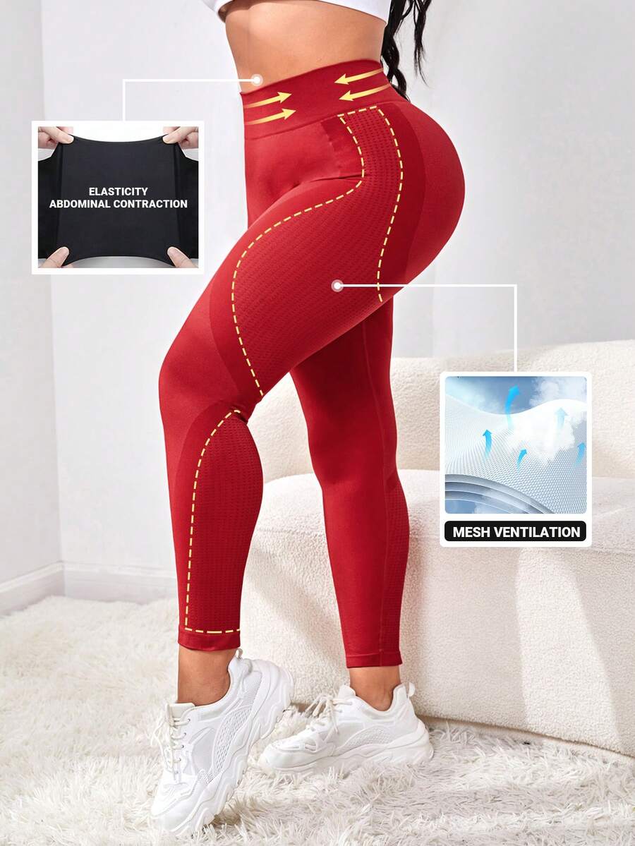 Plus Size 3pcs Seamless Mesh Athletic Leggings | SHEIN USA