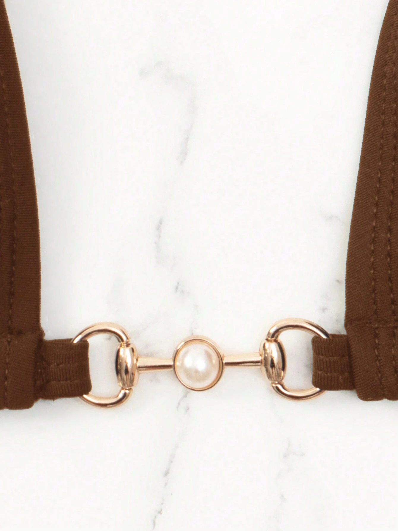 SHEIN Swim Summer Beach Faux Pearl Embellished Triangle Bra & Swim ...