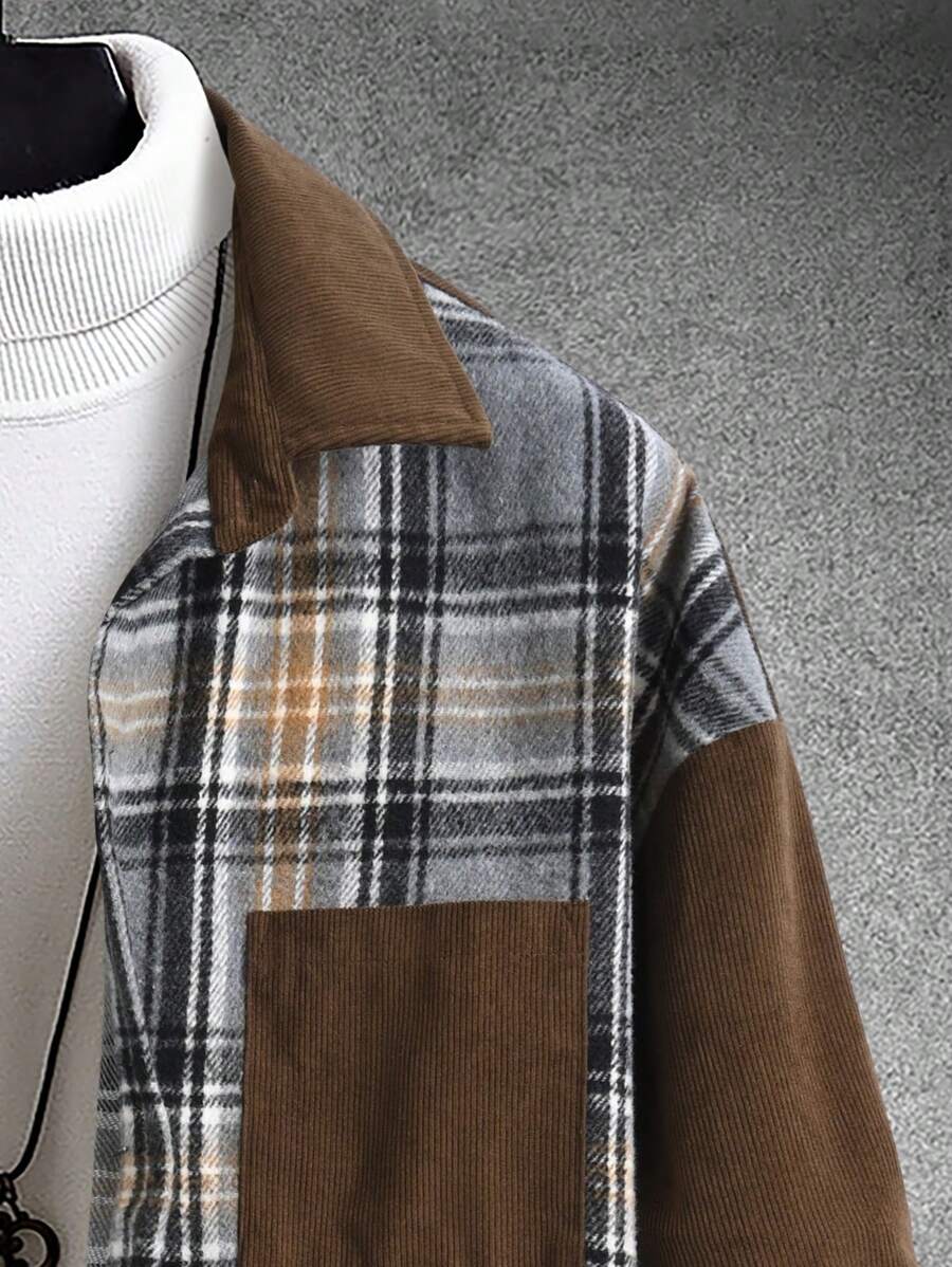 Manfinity Homme Loose Fit Men's Collared Front Pocket Shacket | SHEIN USA