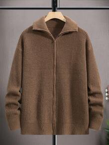 Manfinity Homme Men Zip Up Ribbed Knit Cardigan | SHEIN USA