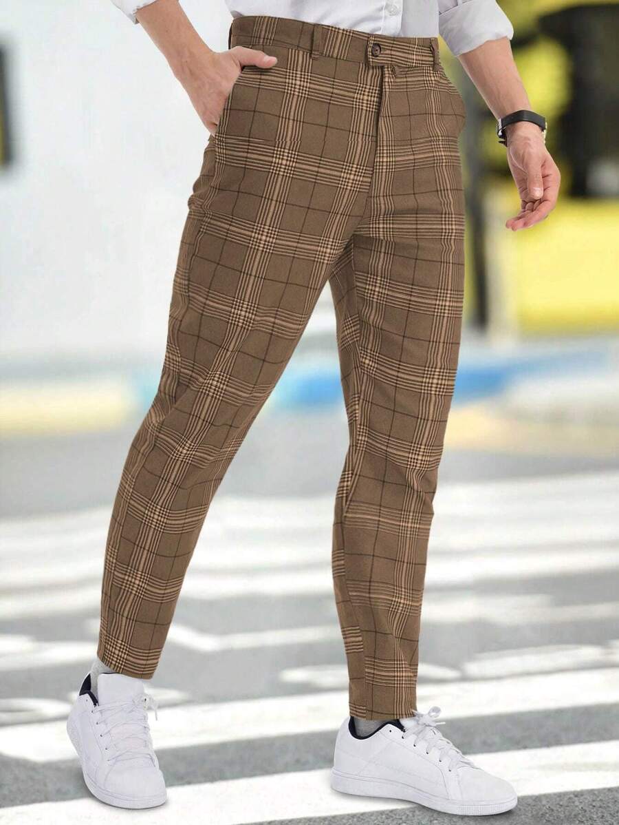 Manfinity Mode Men's Diagonal Pocket Plaid Suit Pants | SHEIN USA