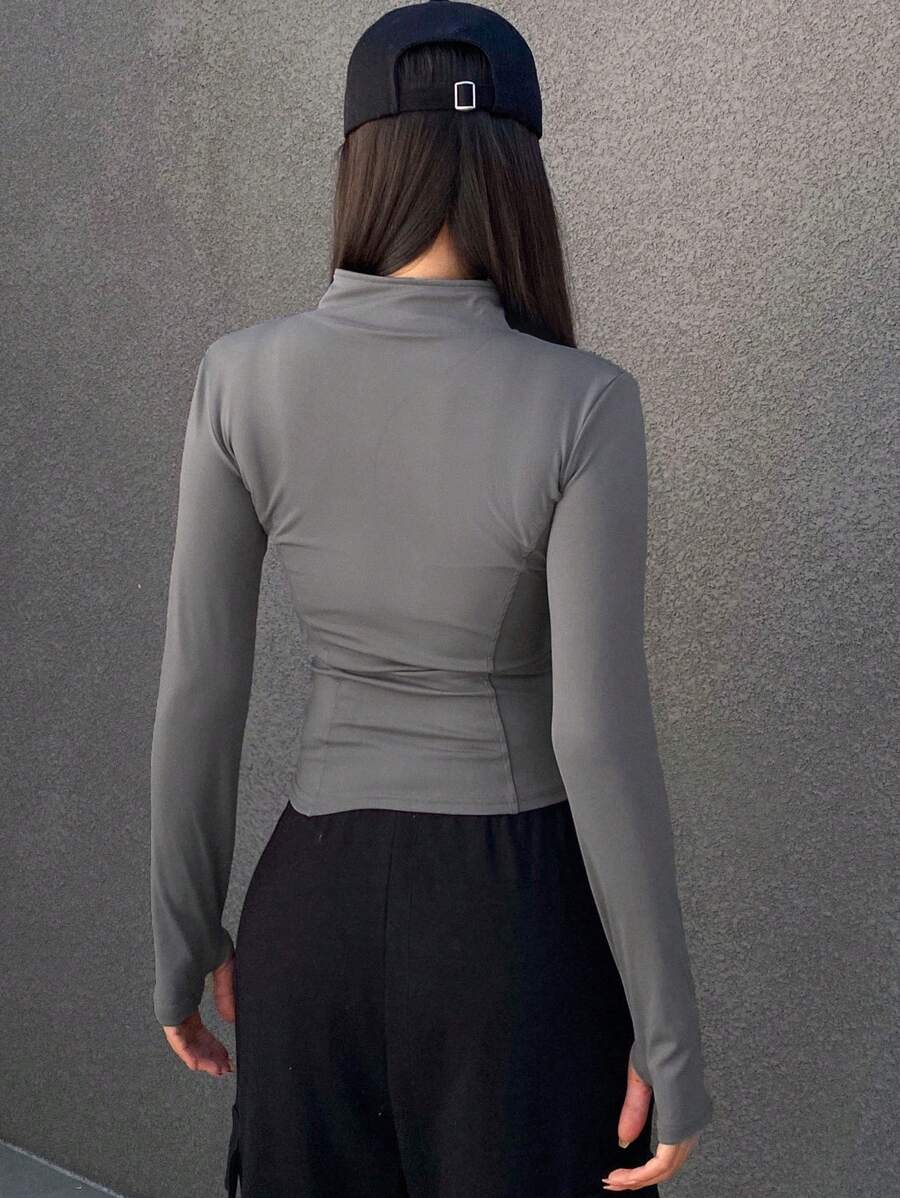 DAZY Long Sleeve Zipper Front Jacket | SHEIN USA