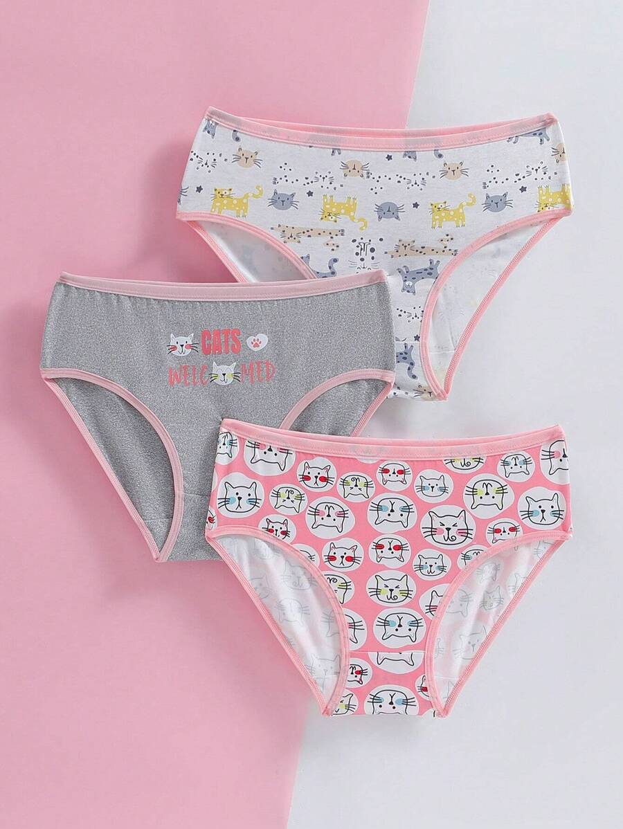 Cat Printed Triangle Panties For Tween Girls | SHEIN UK