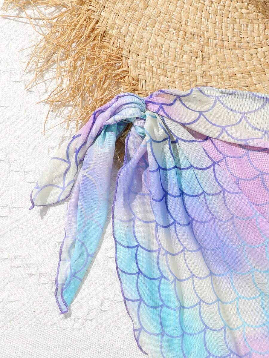 Tween Girls Ombre Mermaid Scale Pattern Cover Up Skirt | SHEIN USA