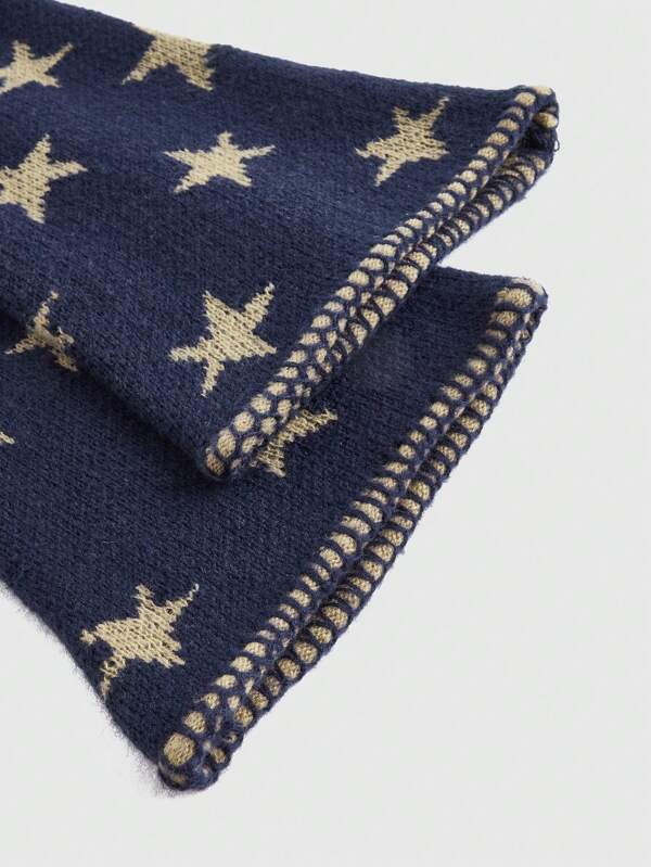 ROMWE Hippie Star Pattern Flare Sleeve Short Knitted Sweater | SHEIN USA