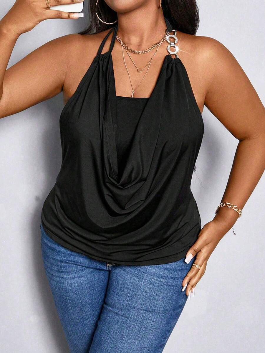 NU&NOW Plus Size Halter Neck Top | SHEIN