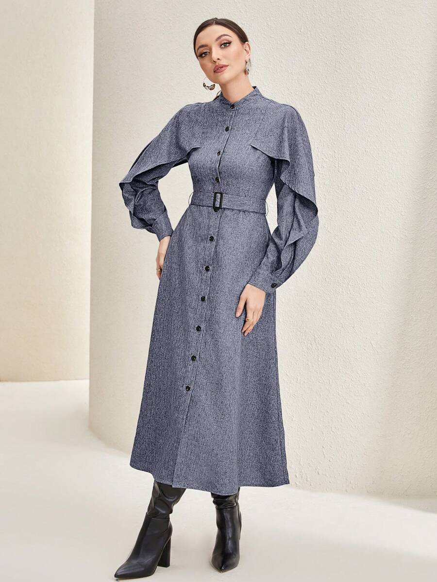 Mulvari Belted Shirt Dress With Ruffle Hem | SHEIN USA