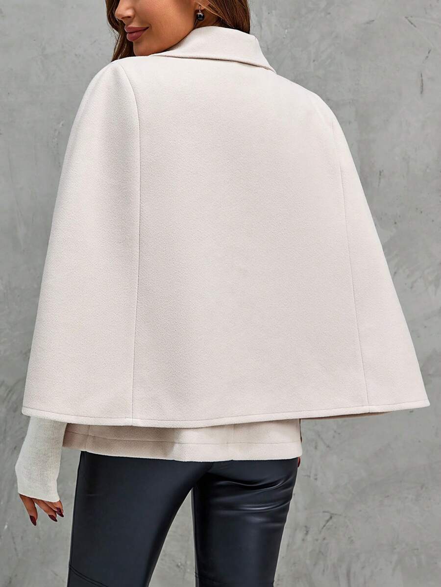 SHEIN Frenchy Plus Size Cape Coat With Bow Decoration, Made Of Woolen ...