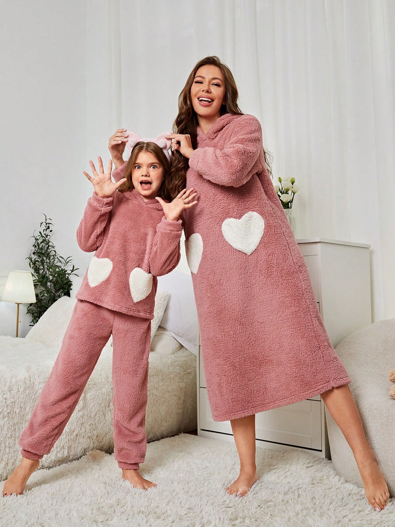 Robe De Nuit Confortable Pour Femmes Avec Cœur À Poche Et Blocs De ...