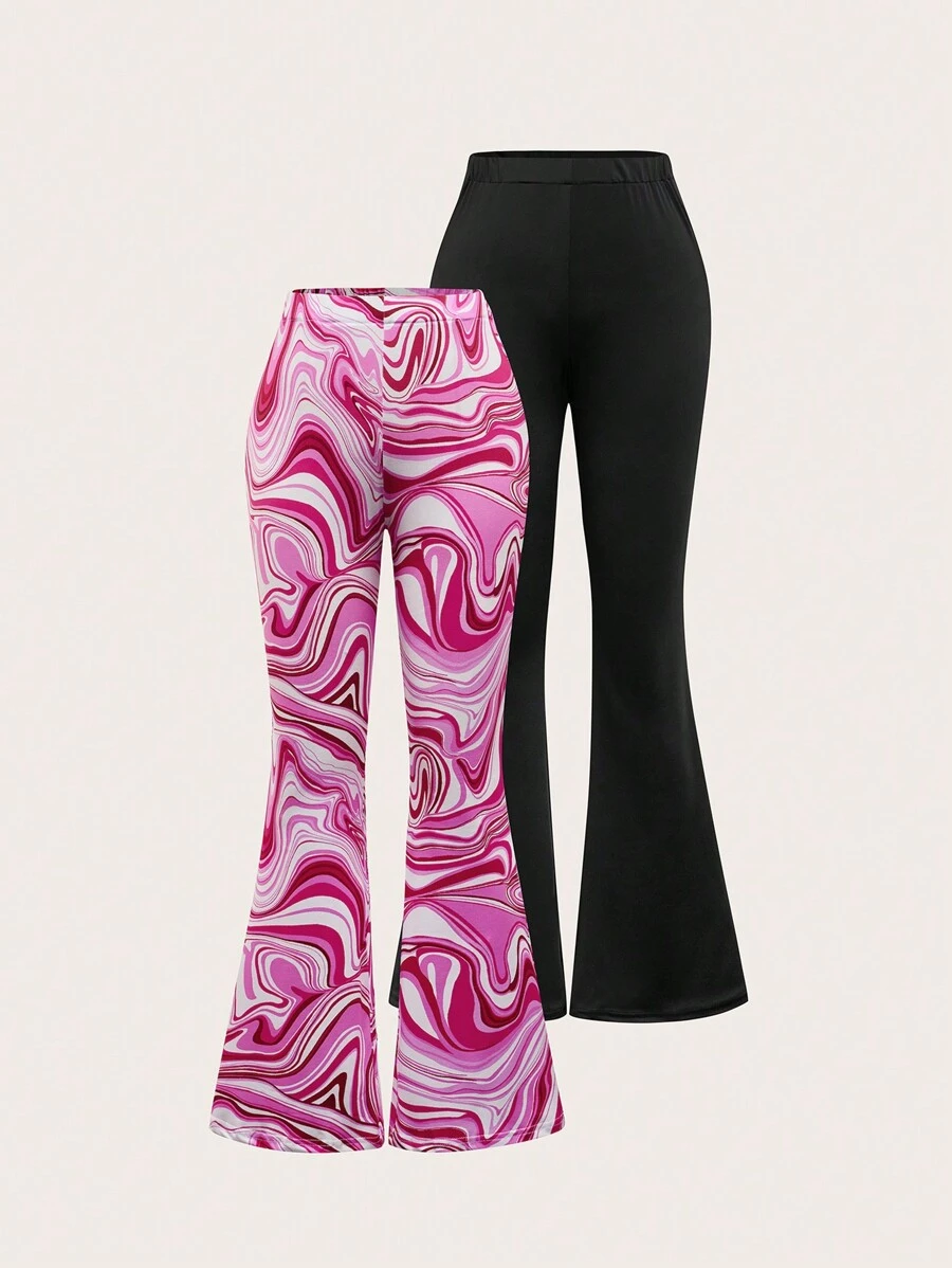 Teen Girls' Marble Print Flared Pants | SHEIN USA