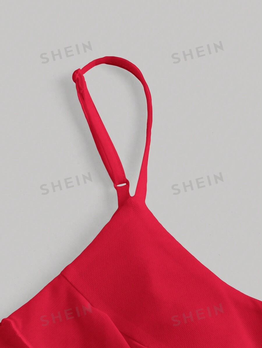 SHEIN x Luisa Sonza SHEIN MOD Asymmetrical Hem Cami Red Multi-Layered ...