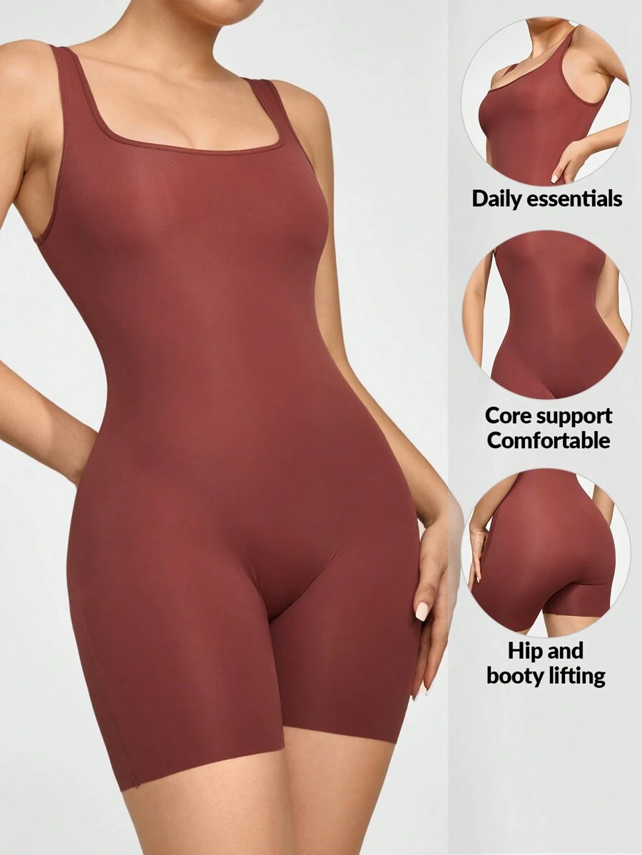 SHEIN Shape Shaping Mid Thigh Shapewear Bodysuit Body Shaper Bust&Butt ...