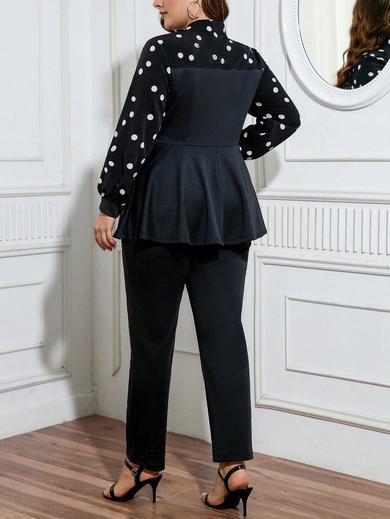 Ensemble Deux Pièces De Taille Plus, Chemisier À Pois À Taille Nouée Et ...