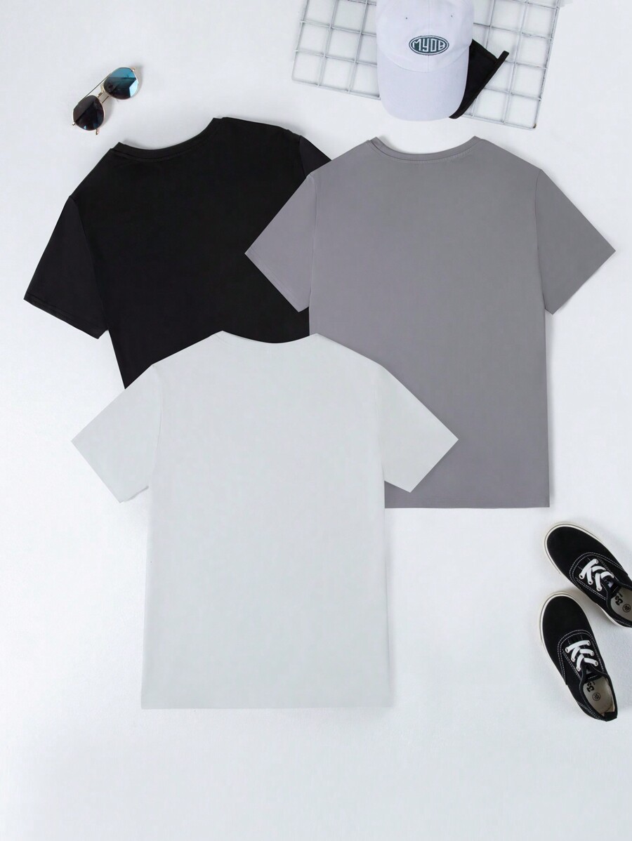 3pcs Teen Boys' Short Sleeve T-shirt | SHEIN USA