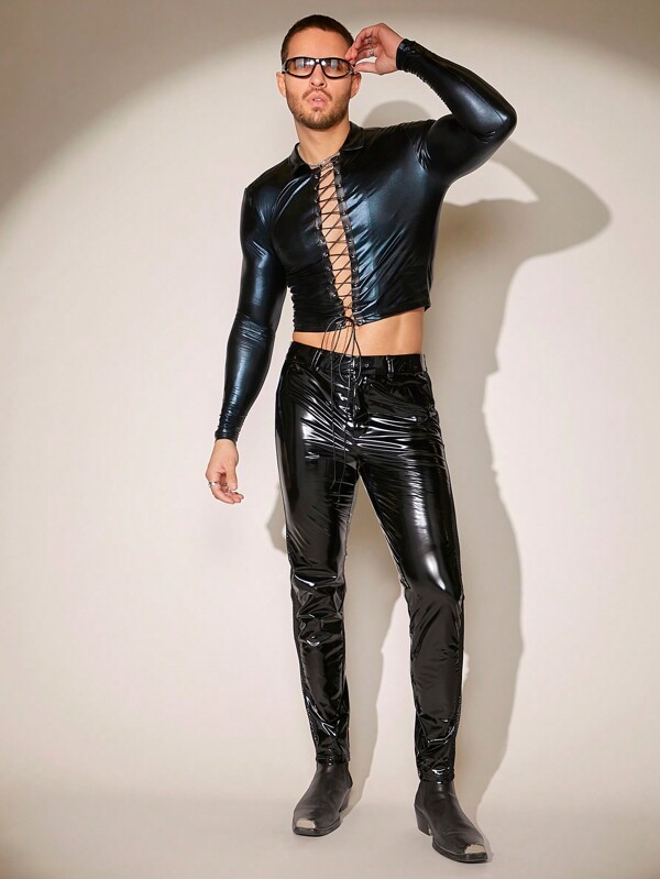 Manfinity Fever City Men'S Knit Casual Crop Polo Shirt | SHEIN USA