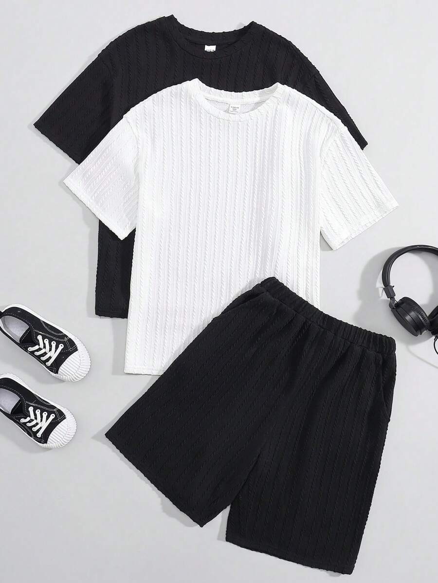 SHEIN Kids EVRYDAY Tween Jongen Casual Effen kleur Losse pasvorm ...