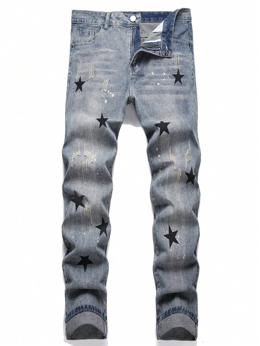 Men Star Print Jeans | SHEIN USA