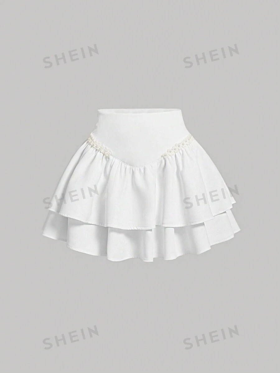 SHEIN MOD Solid Ruffle Hem Skirt | SHEIN UK