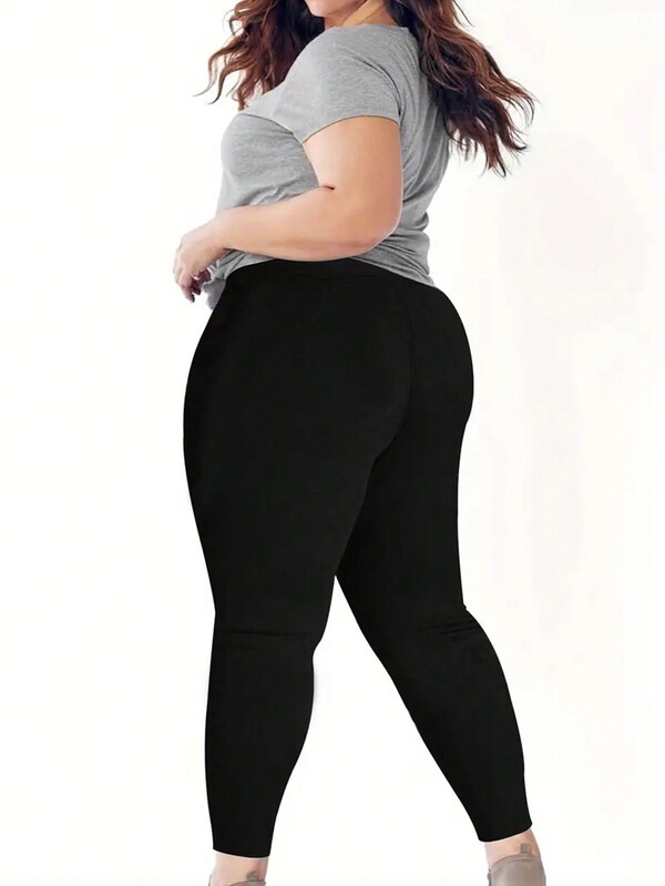 Plus Size Solid Color High Waisted Thickened Leggings Shein Usa