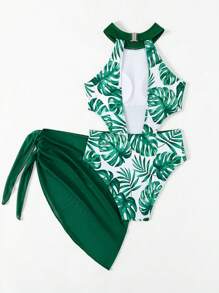 SHEIN Traje De Baño De Una Pieza Con Estampado Tropical Para Niña Tween ...