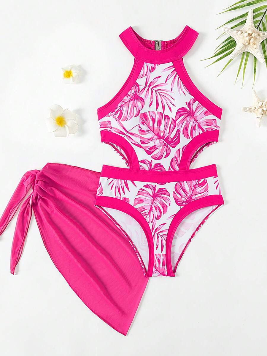 Traje De Baño De Una Pieza Para Niña Tween Con Estampado Tropical ...