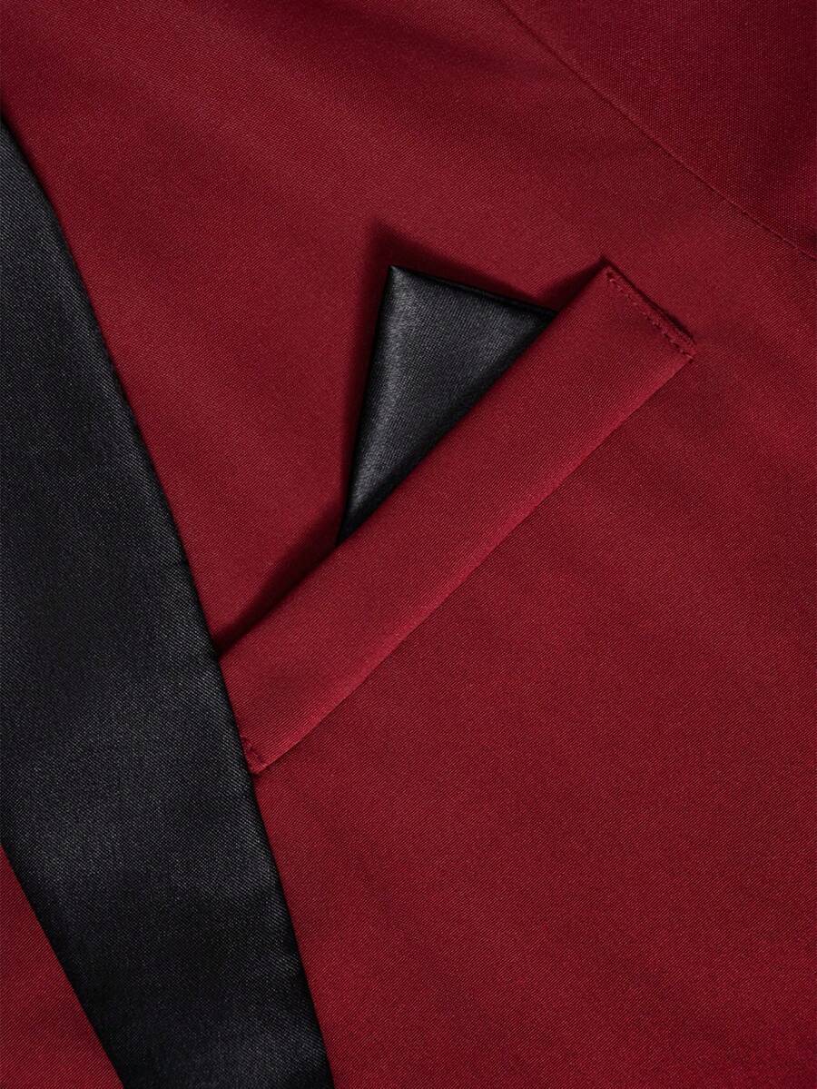 Teen Boy's Gentleman Style 2pcs/Set Color Block Suit With Pure Color ...