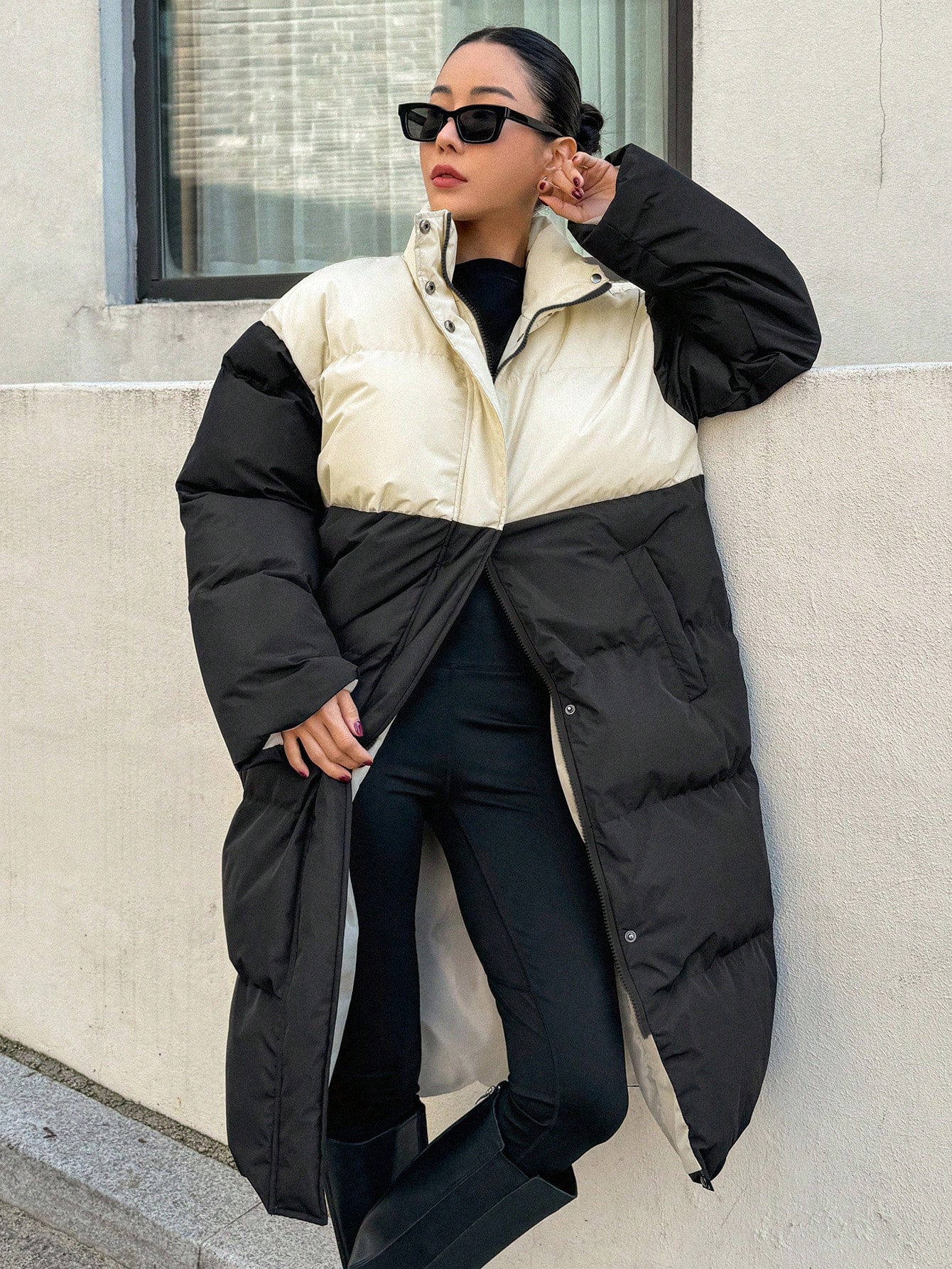 DAZY Color Block Padded Jacket With Side Pockets | SHEIN USA
