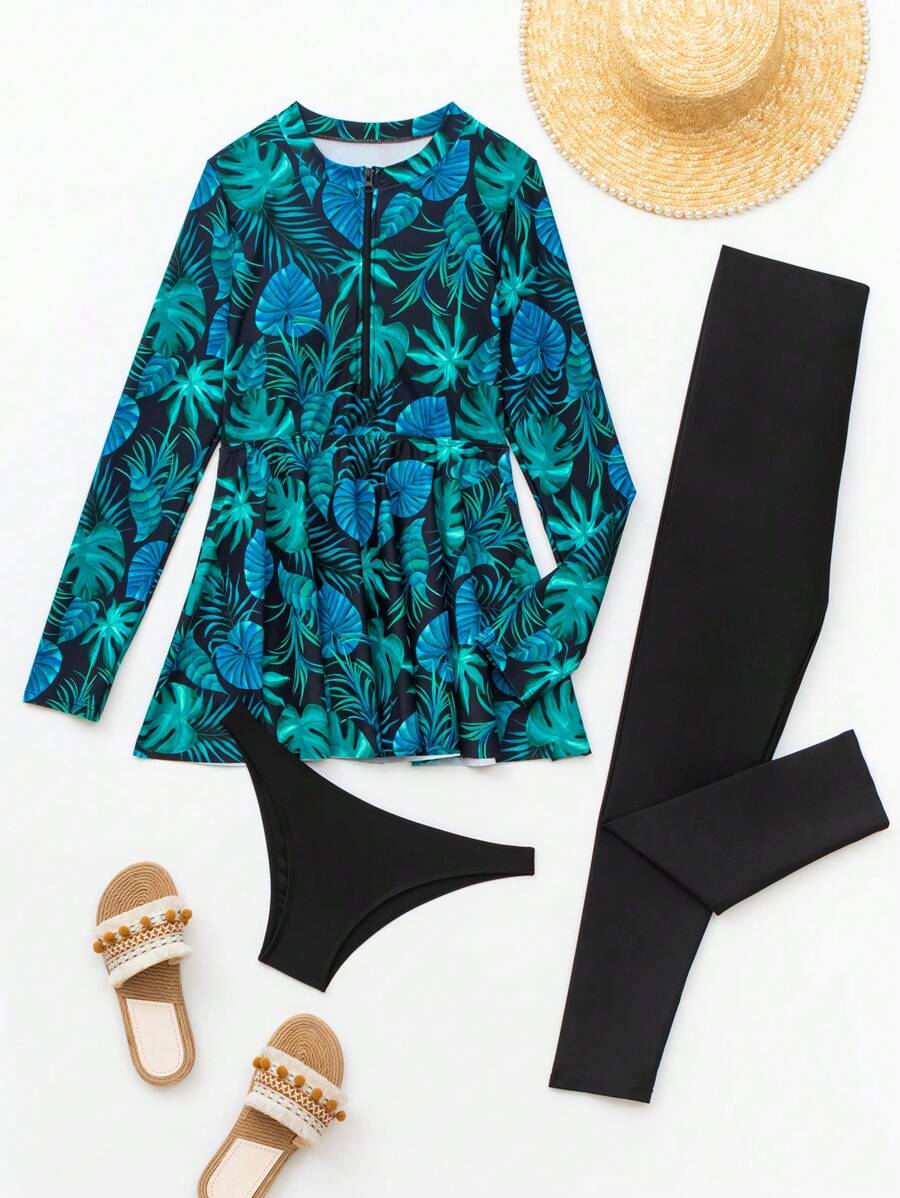Swim Mulvari Summer Beach Tropical Printed Burkini Set Arabic Clothing Shein Usa