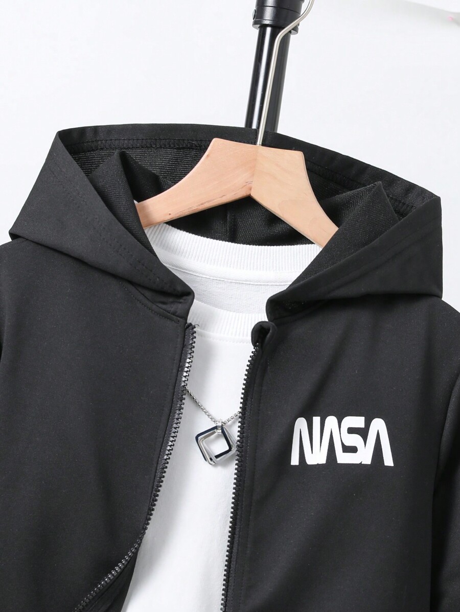 SHEIN Conjunto De Moletom E Moletom Com Capuz E Zíper Com Estampa De ...