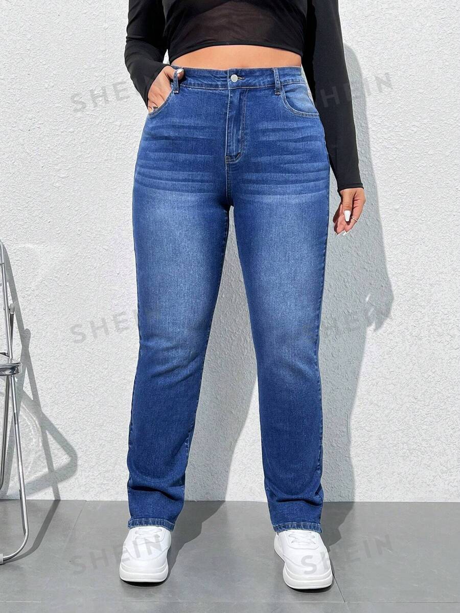 Shein Ezwear Plus Size Womens Denim Jeans With Pockets Shein Eur