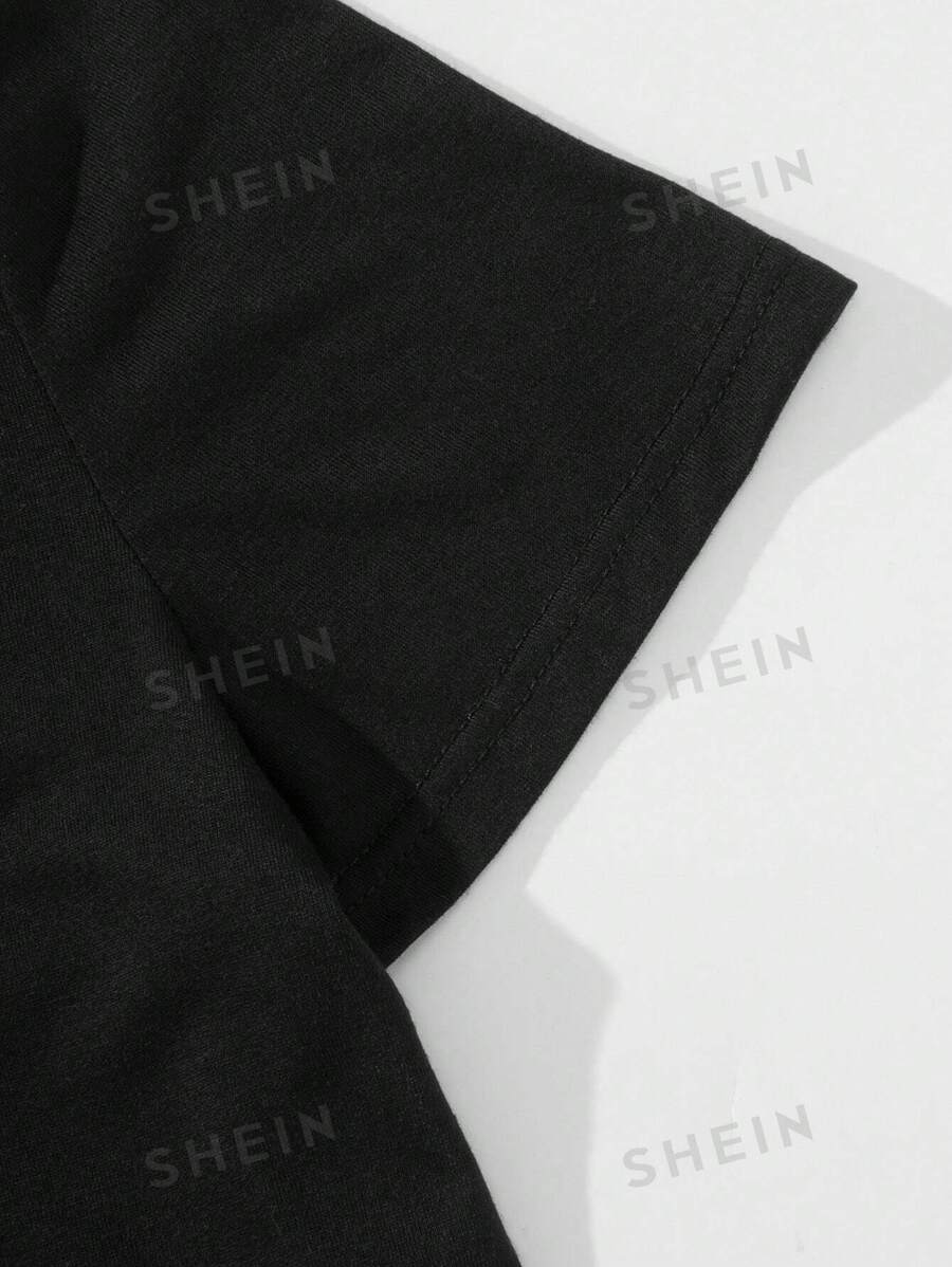 SHEIN Slayr Gradient Print English Letter T-Shirt For Spring And Summer ...