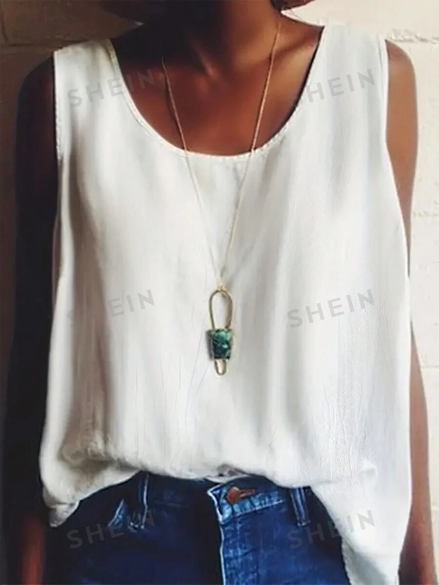 SHEIN LUNE Plus Size Solid Color Casual Tank Top Boho | SHEIN South Africa