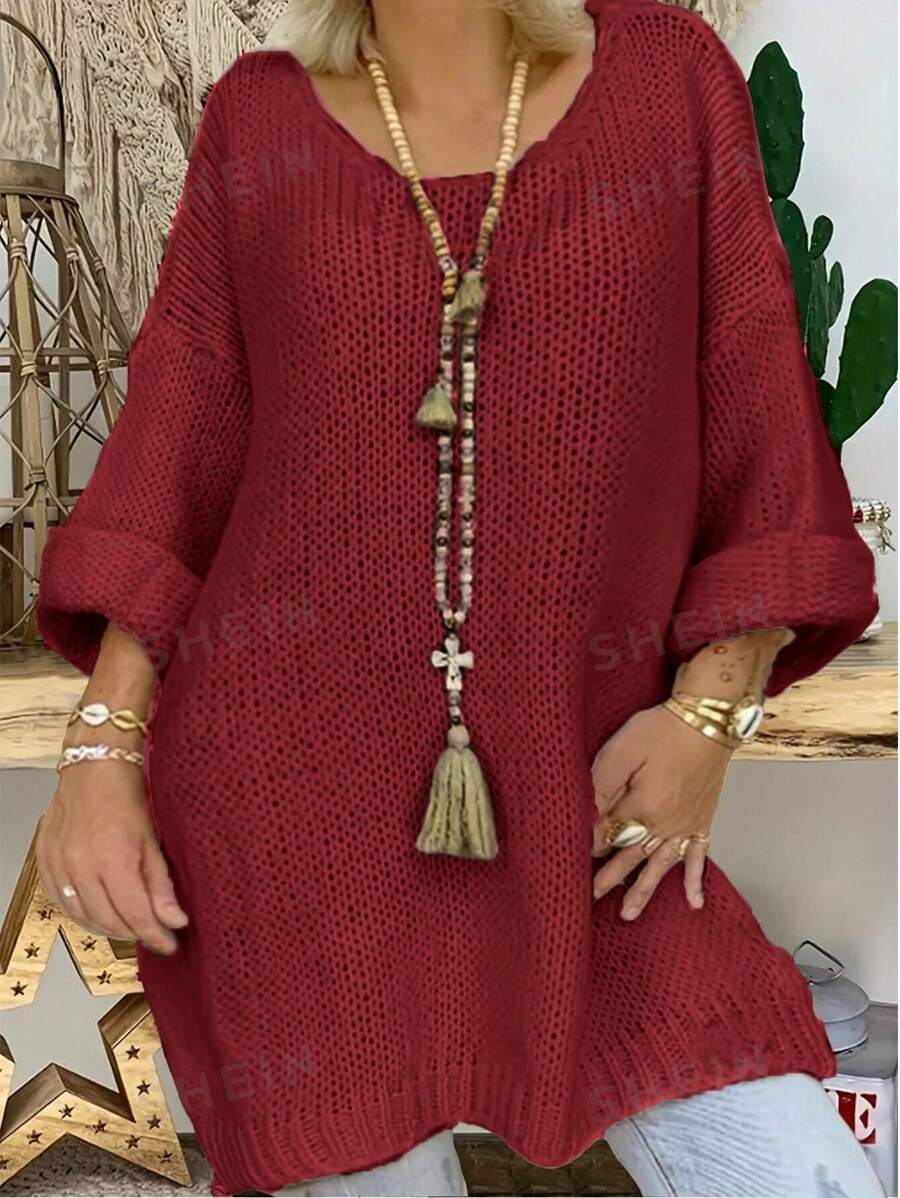 Plus Size Women's Drop Shoulder Sweater Pullover | SHEIN UK