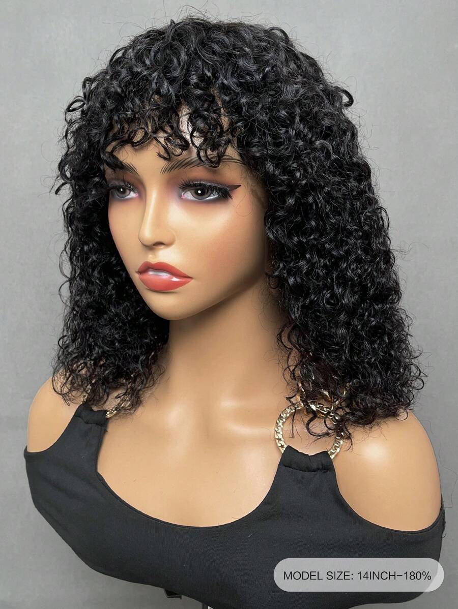 Maquina Feita Cabelo Ondulado Com Franja Peruca 150%/180% Densidade 10 ...