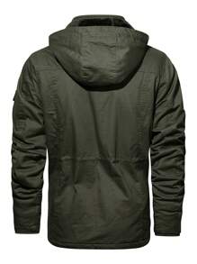 Manfinity Homme Men Flap Pocket Drawstring Waist Hooded Thermal Lined Winter Coat | SHEIN UK