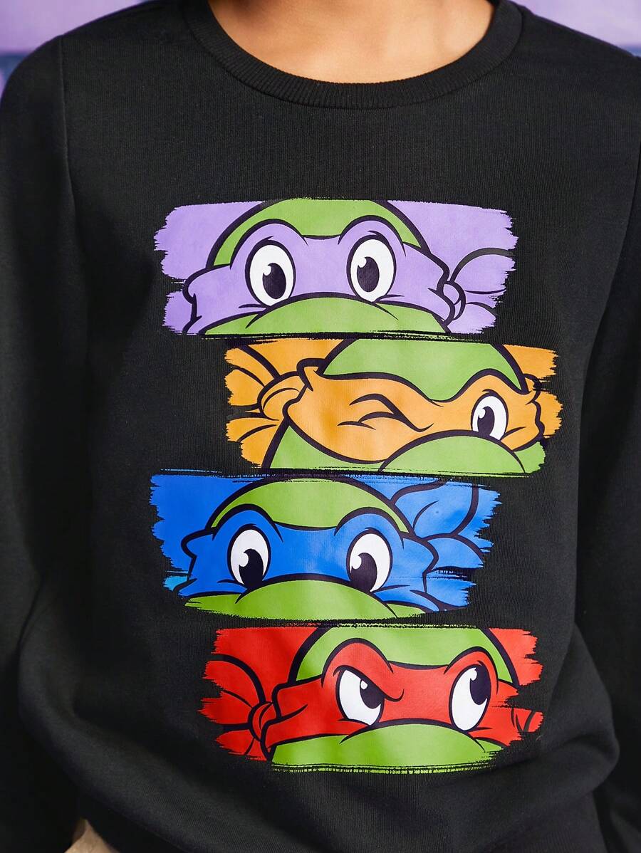 TEENAGE MUTANT NINJA TURTLES X SHEIN Tween Boy Cartoon Printed Crew ...